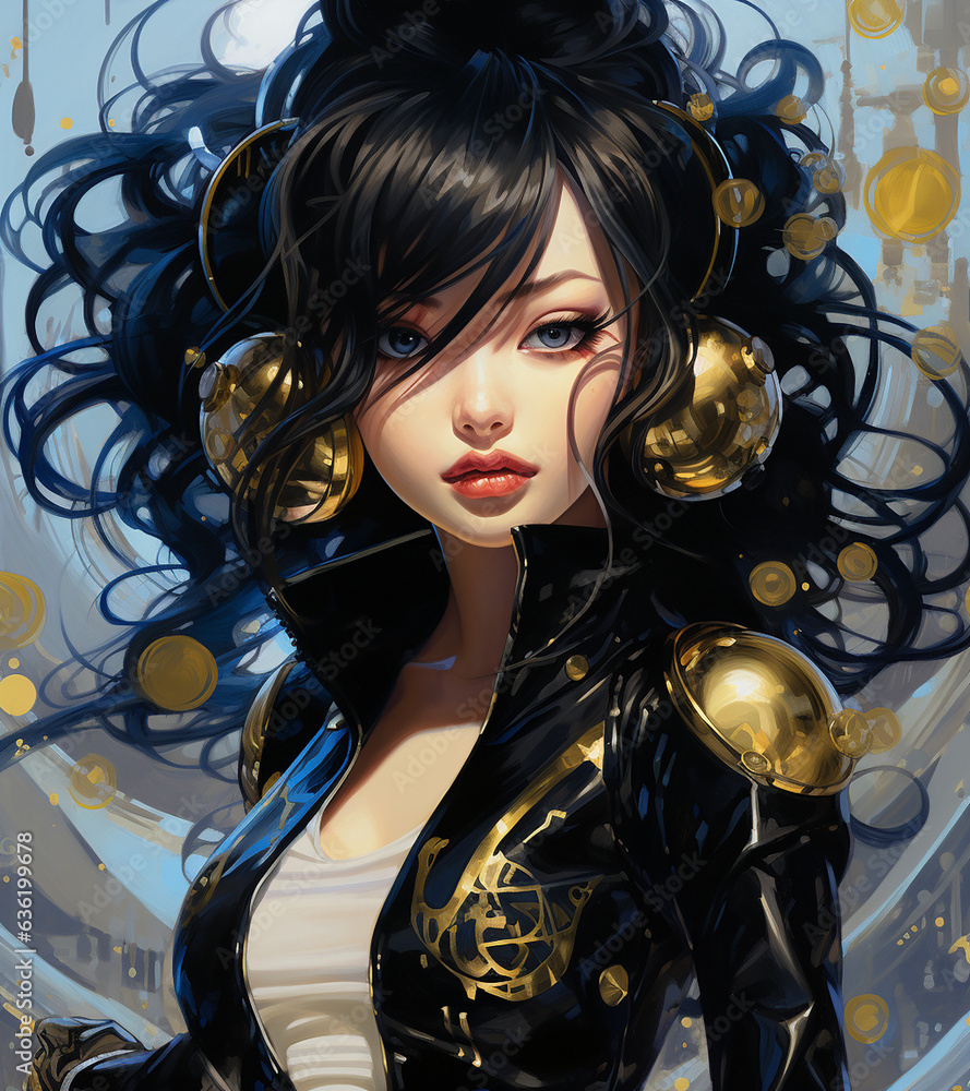 Hyper Realistic Cinematic Scene: Asian Girl in Black and White Latex ...