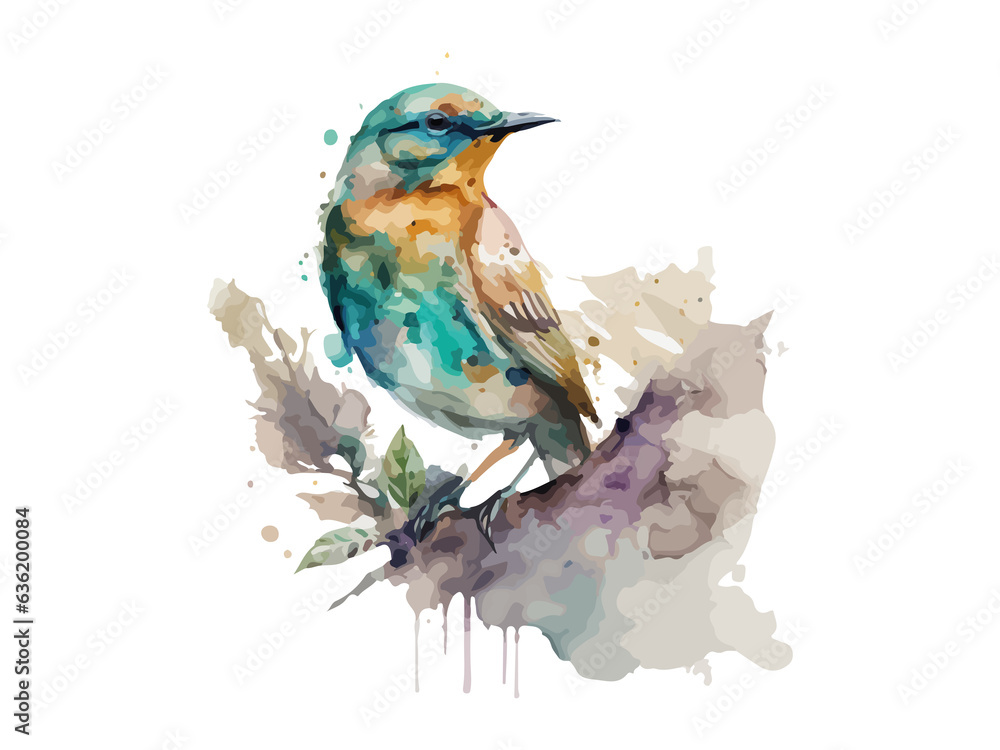 Watercolor bird and sparrow vector illustration Realistic hand drawn ...