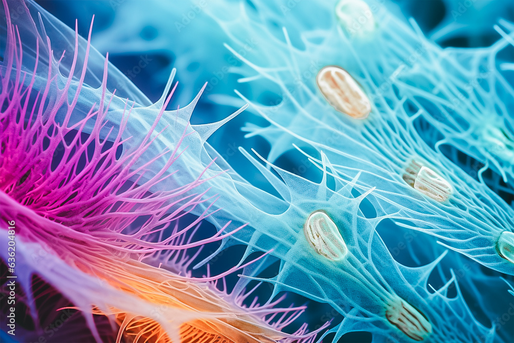 Colorful microscopic of plankton, microscope magnification. Stock ...