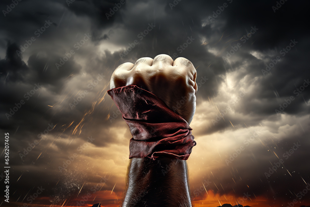 Powerful visual of fists clenched in raw emotion, set against the ...