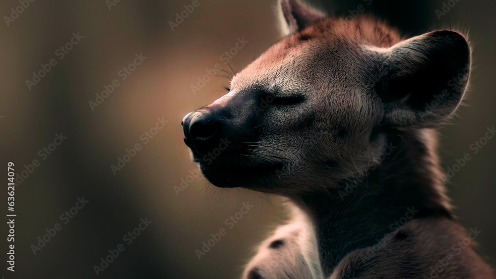 Hyena The serene moment of an animal in its natural habitat evokes a ...