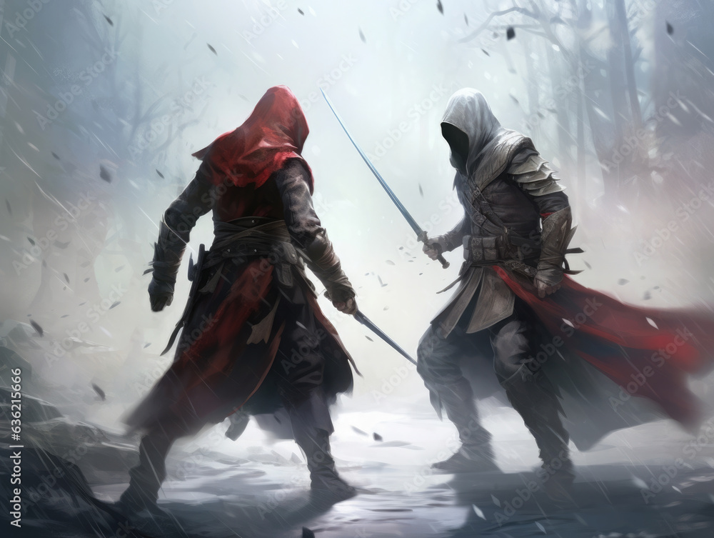 Assassins battle. Digital art. Stock Photo | Adobe Stock