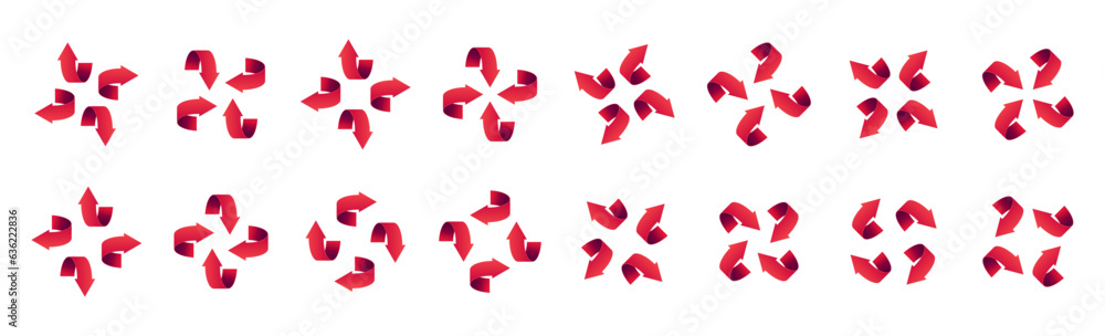 full pack of arrow icons facing each other form circle and square ...