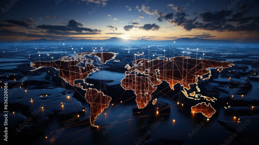 digital globe with a complex network of wires of the internet. Created ...