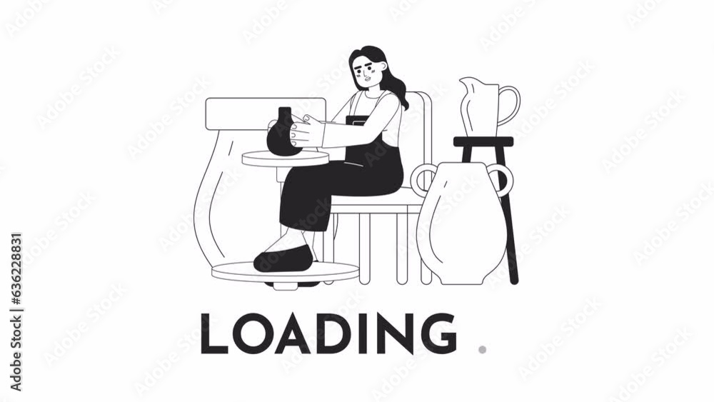 Vidéo Stock Pottery hobby black and white loading animation. Arab young ...