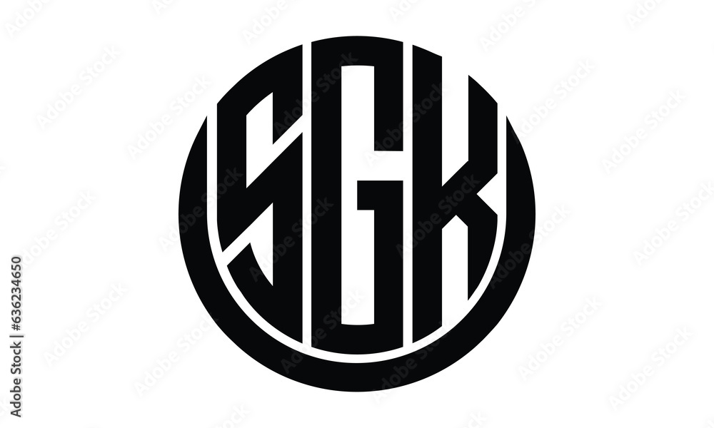 SGK shield in circle logo design vector template. lettermrk, wordmark ...