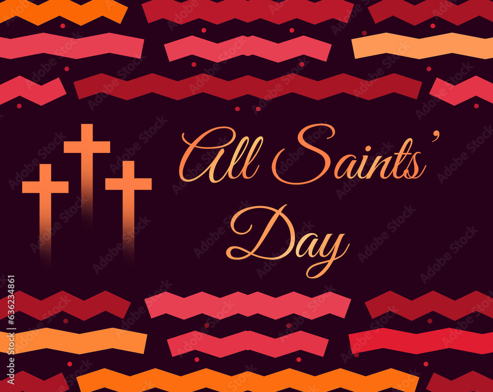 All Saints' Day religious background design with colorful shapes and ...