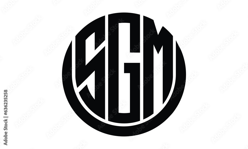 SGM shield in circle logo design vector template. lettermrk, wordmark ...