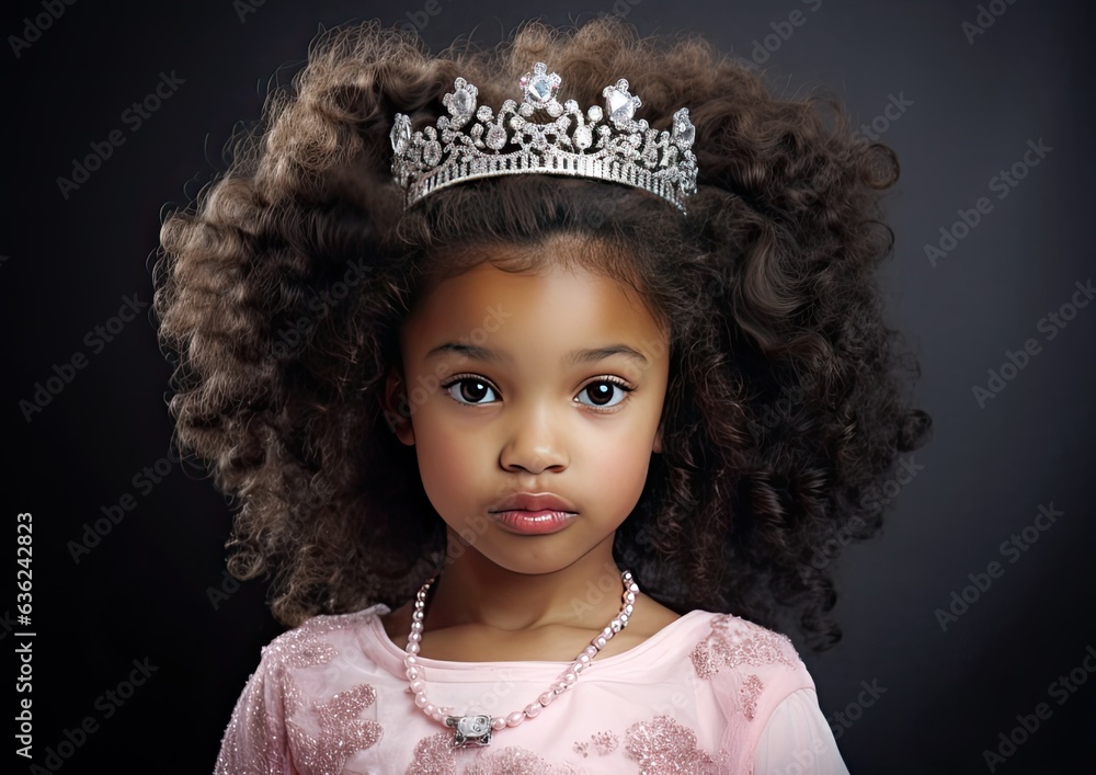 Little-princess-cute-black-girl-wearing-tiara-in a delicate pink and ...