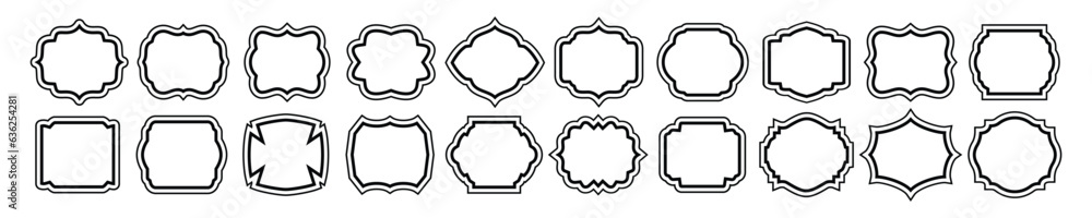 Set of vintage frames and labels isolated on white background. Simple ...