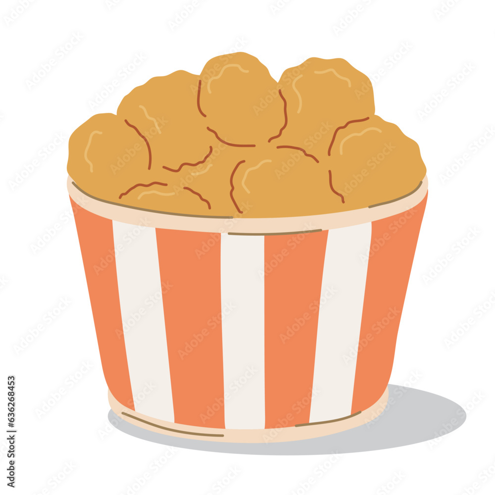 Chicken nuggets. Vector illustration fast food chicken nuggets. Hand ...