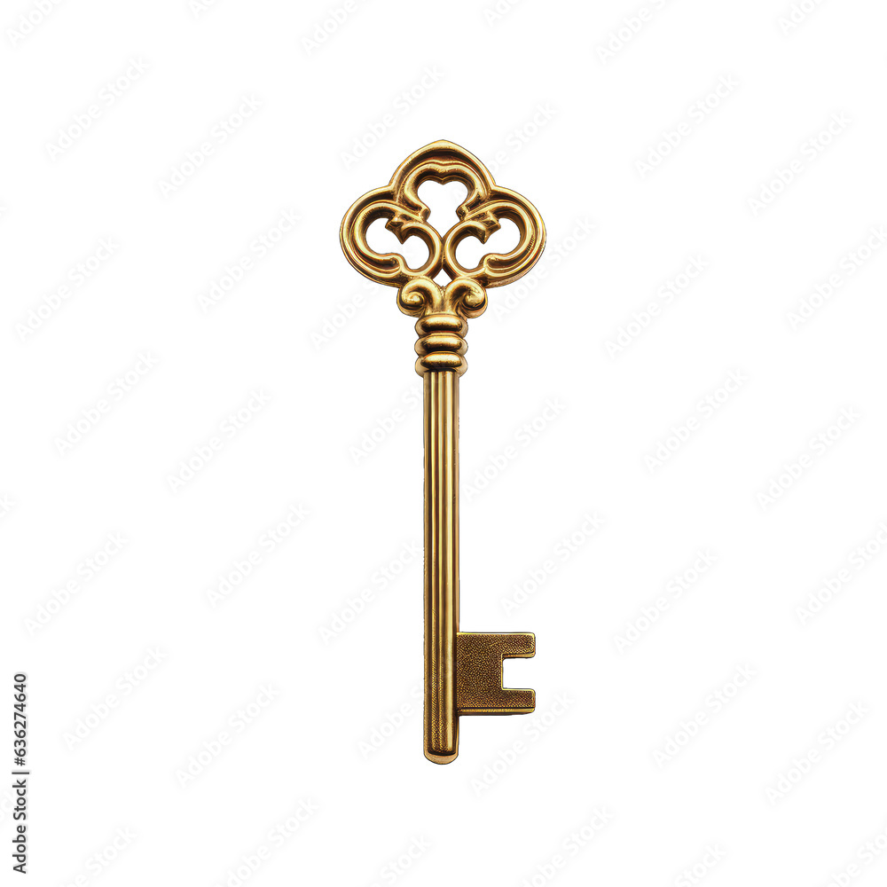 Golden key isolated on white, transparent background, PNG Stock ...