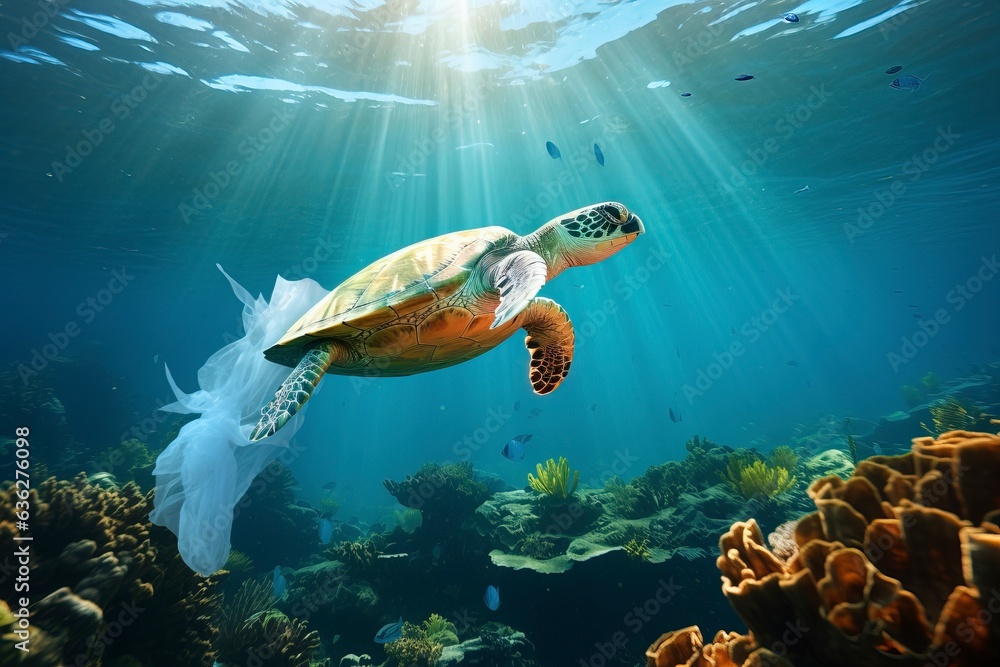 Ocean pollution due to plastics. Images depicting the harmful impact of ...
