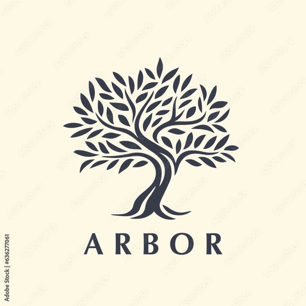 Arbor tree logo mark design. Organic nature icon. Natural plant emblem ...