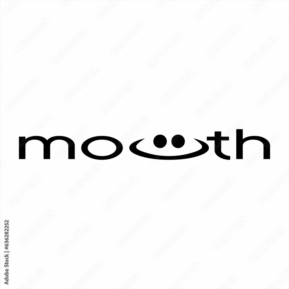 " Mouth " word design with simple cartoon mouth symbol on letter U ...