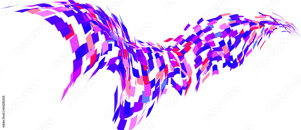 Scattered square particles ornament. Mosaic flight wind. Windy ...