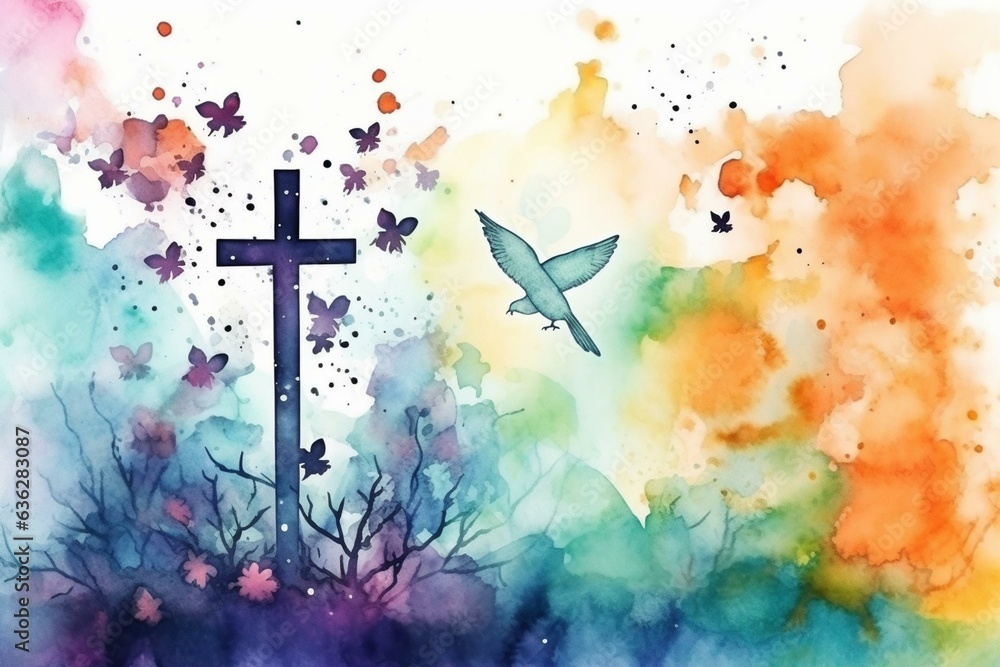 Watercolor background with a Christian theme for All Saints Day ...