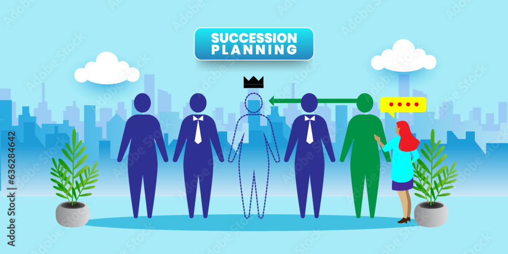 succession planning career development concept With icons. Cartoon ...