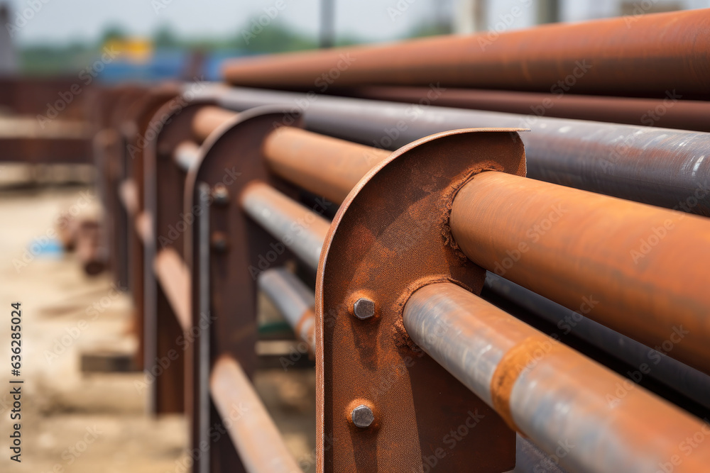 Rugged Industrial Guardrails Safeguarding a Vibrant Construction Zone ...