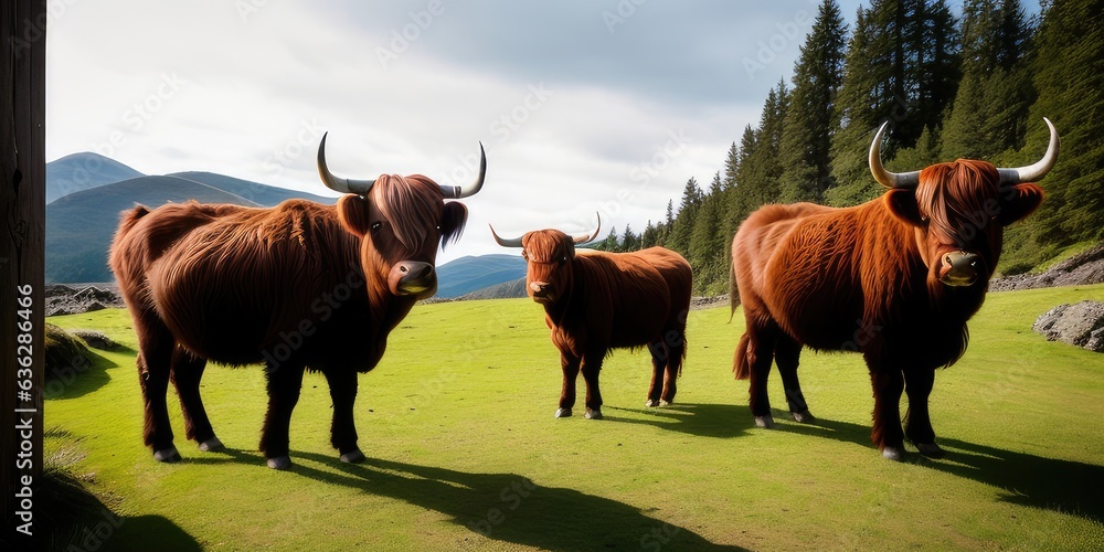 Scottish highlander or Highland cow cattle (Bos taurus taurus) in ...