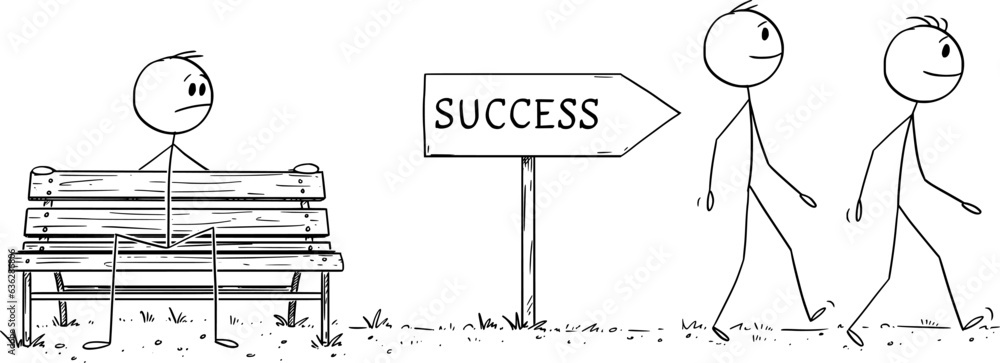 Person Sitting on Park Bench and Procrastinating , Vector Cartoon Stick ...