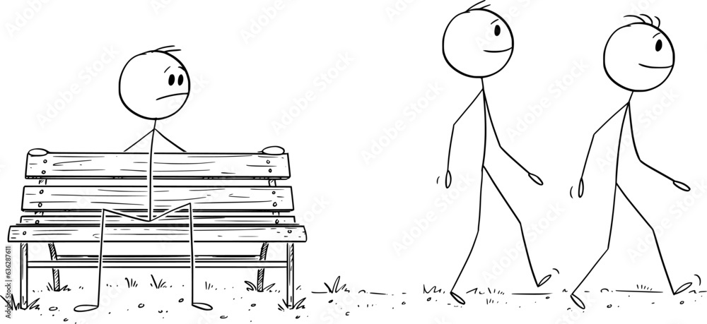 Person Sitting on Park Bench and Procrastinating , Vector Cartoon Stick ...