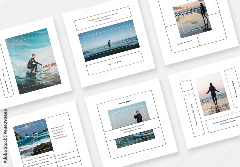 Minimalist Social Media Layouts With Line Art Design Stock Template ...