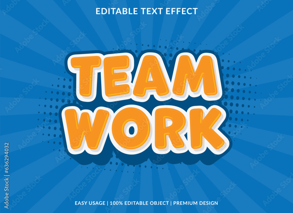 team work editable text effect template use for font style logo Stock ...
