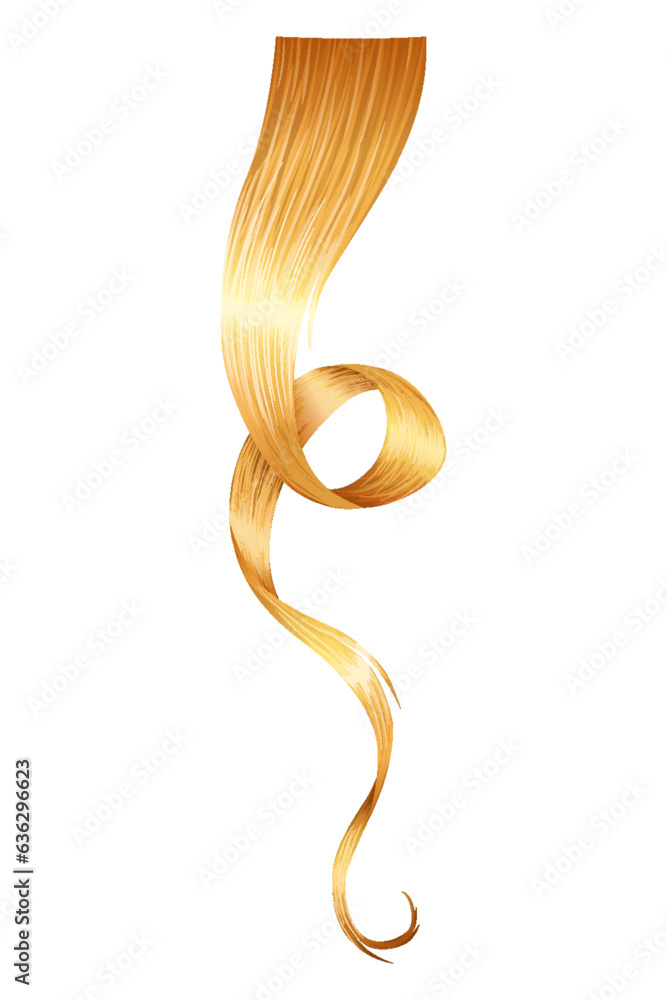 Shiny blond woman hair. Haircut, hair care and beauty salon, realistic ...