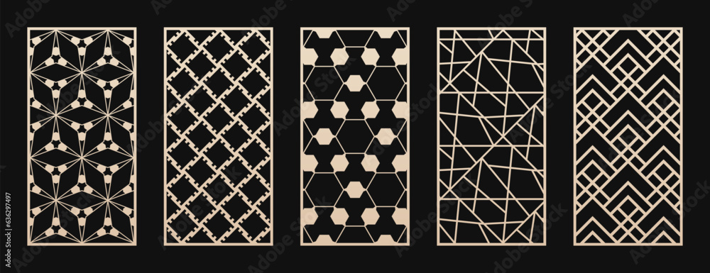 CNC, laser cut vector templates set. Modern abstract geometric panels ...