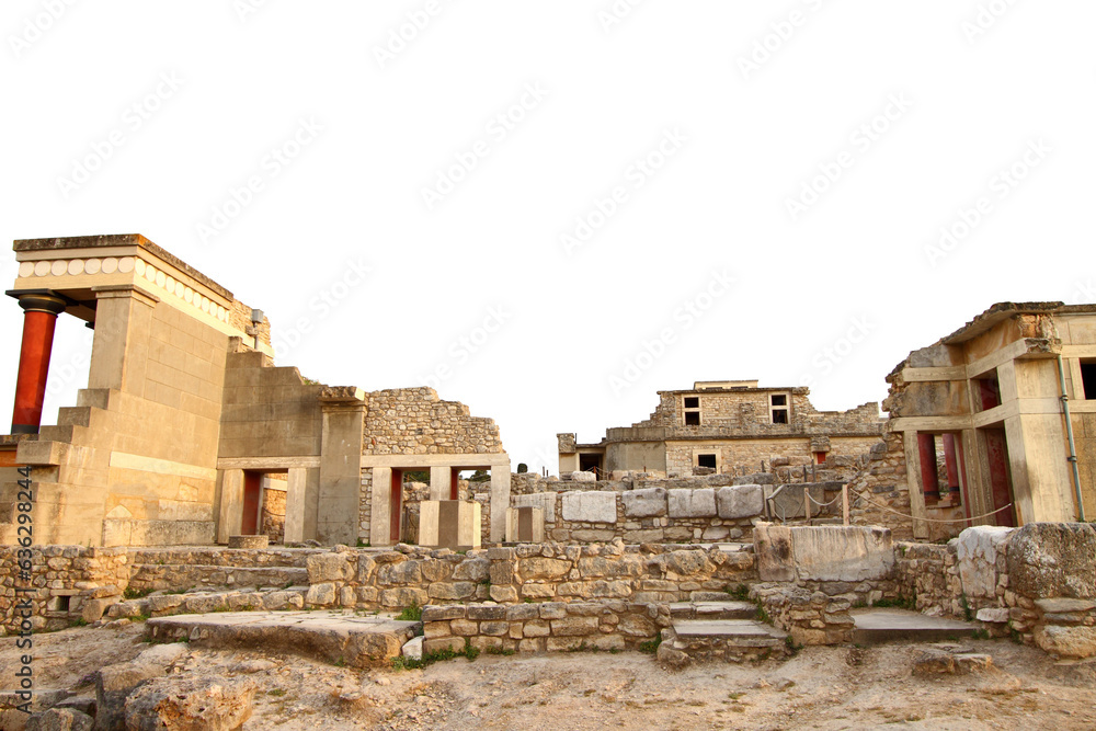 Knossos palace archaeological site Crete Greece isolated on white ...