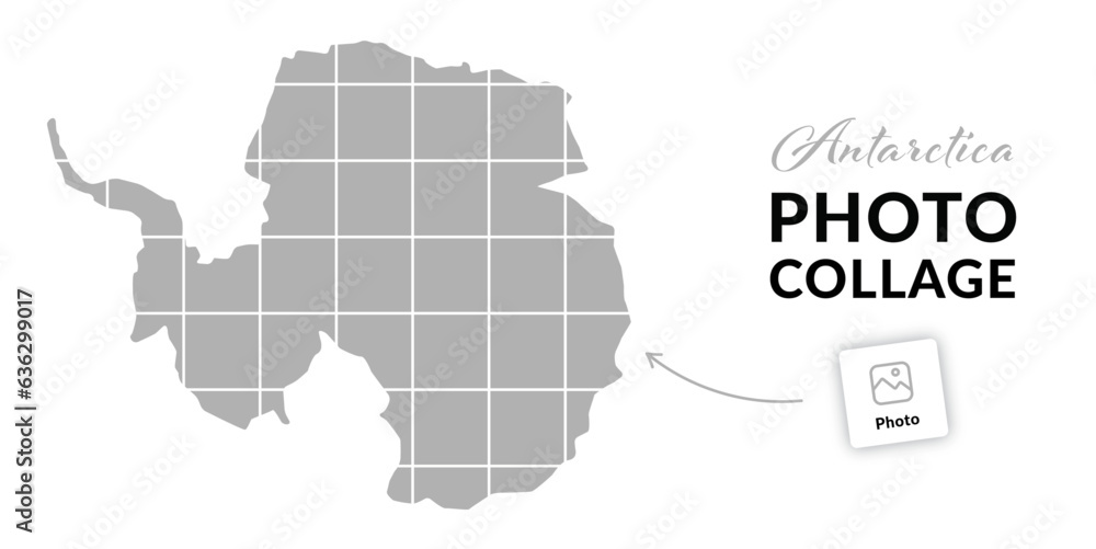 Antarctica photo collage. Travel, voyage, continent map photo concept ...