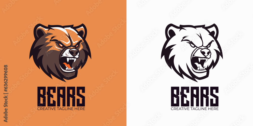 Dynamic Modern Professional Grizzly Bear Logo Cartoon: Vector Graphic ...