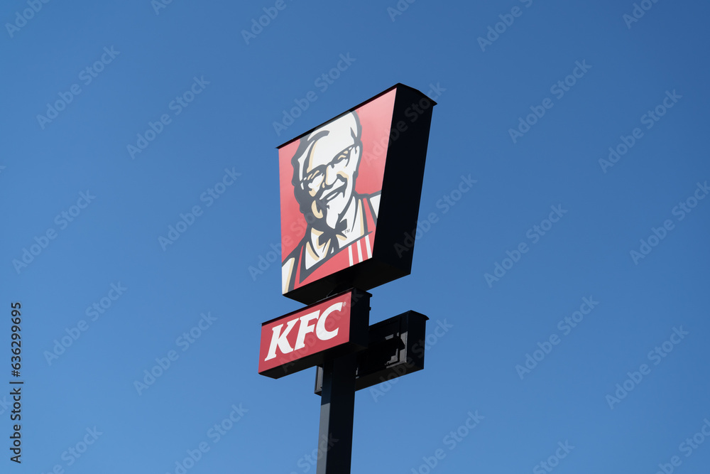 KFC Kentucky Fried Chicken fast food restaurant logo sign. American ...