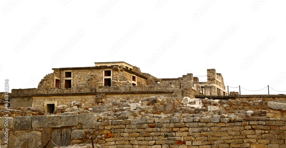 Knossos palace archaeological site Crete Greece isolated on white ...
