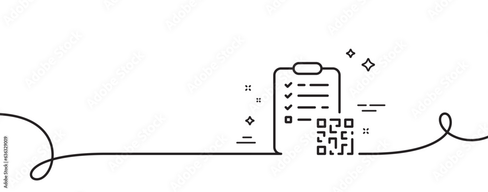 Vetor de Qr code line icon. Continuous one line with curl. Scan barcode ...