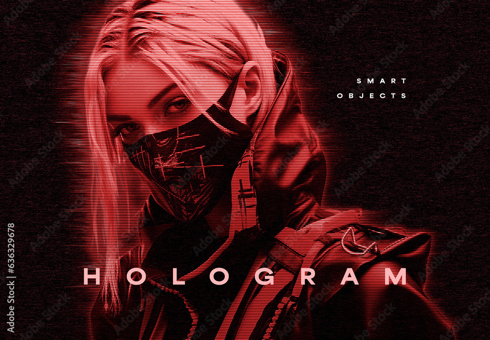 Holo Photo Effect Mockup with Generative AI Stock Template | Adobe Stock