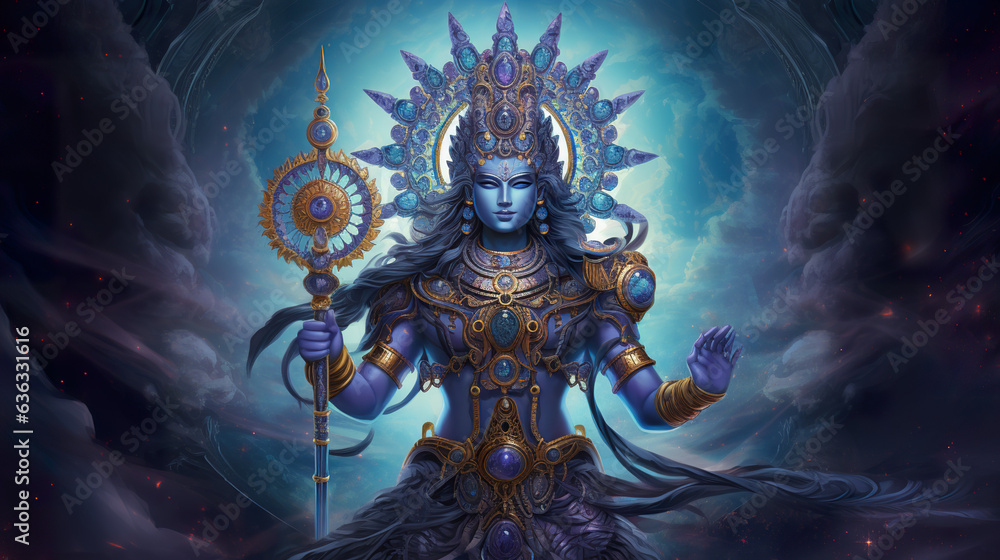 Ancient Hindu God Vishnu Stock Illustration | Adobe Stock