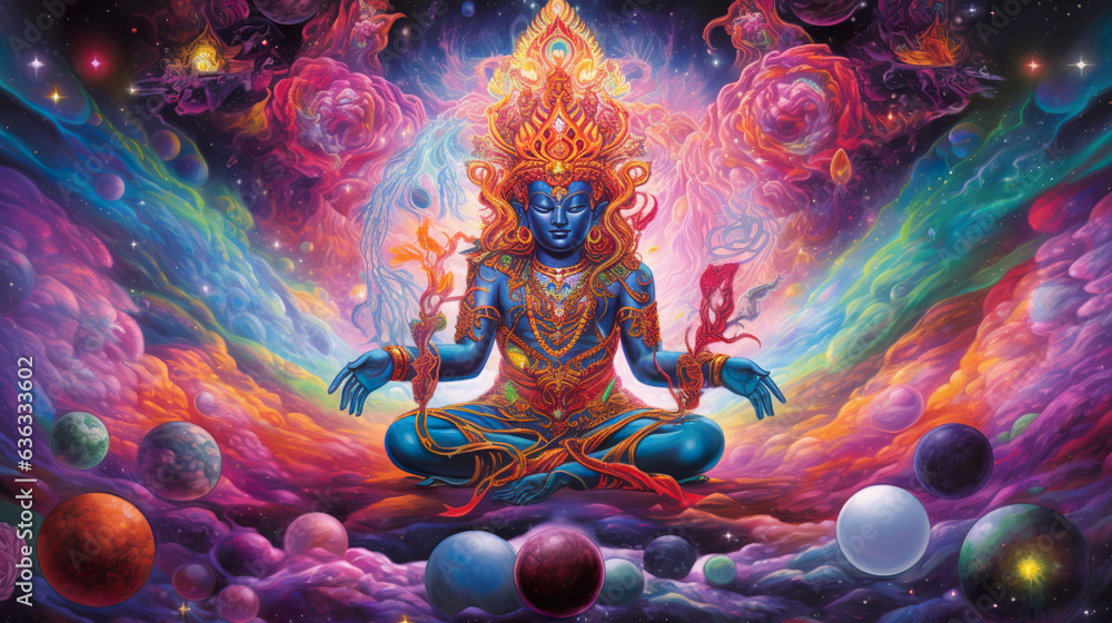 Ancient Hindu God Brahma Stock Illustration | Adobe Stock