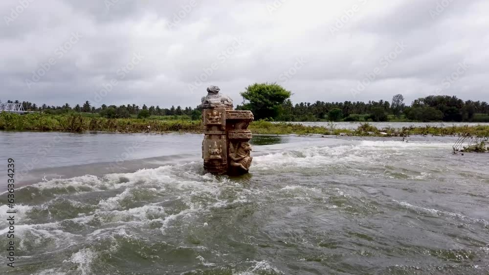 Mysuru, Karnataka, India-July 20 2022; A Country side canal overflowing ...