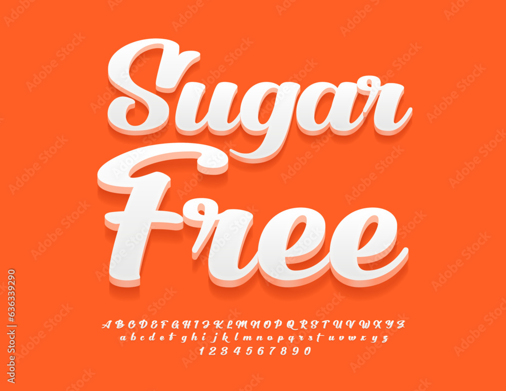 Vector health Emblem Sugar Free. Cursive White Font, Artistic 3D ...