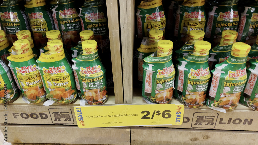 Food Lion grocery store Tony Chacheres Injectables display Stock Photo ...