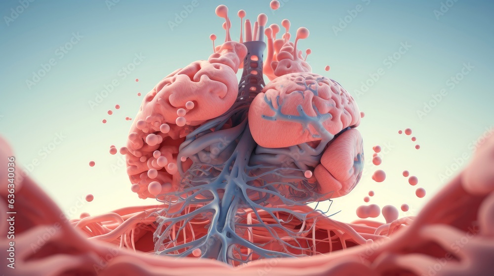 3D illustration mockup of the human organ system, Anatomy, Nervous ...