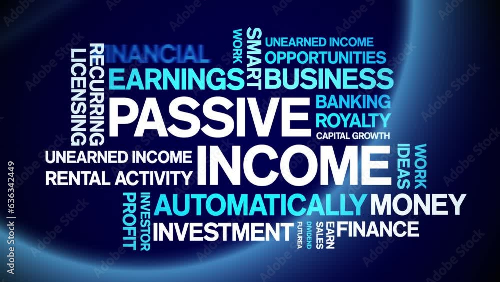 Passive income animated tag word cloud;text design animation kinetic ...