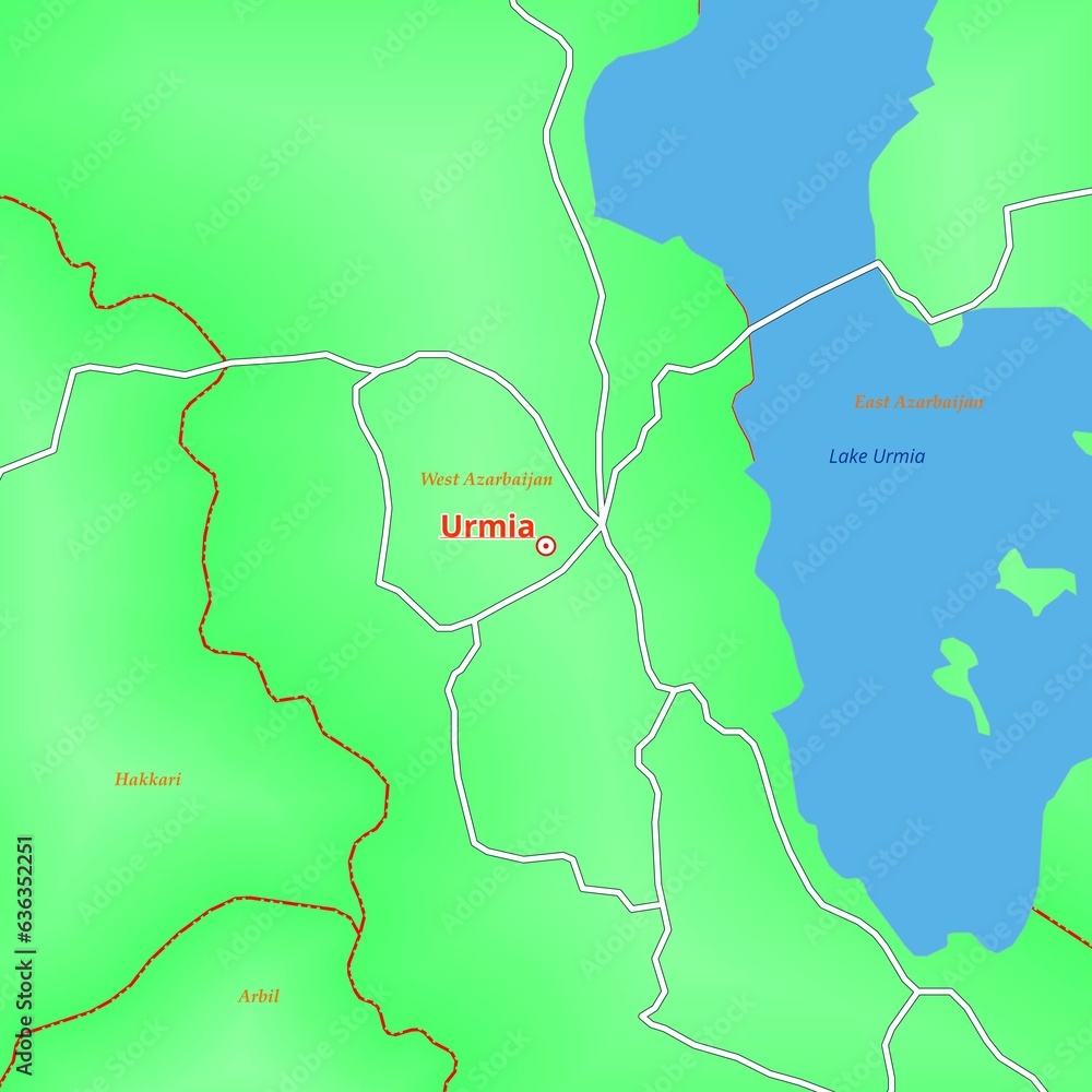 Illustrated Map of Urmia City in Iran Illustration Stock | Adobe Stock