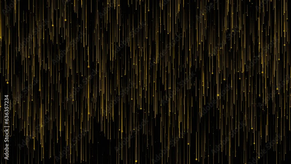 4K 3D Gold glitter particles background shining stars falling down ...