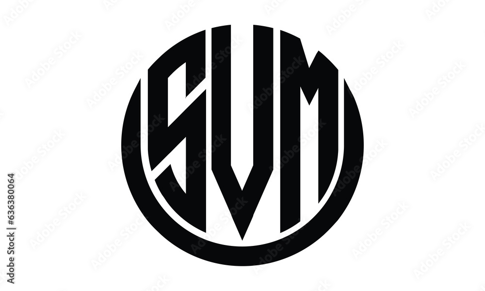 SVM shield in circle logo design vector template. lettermrk, wordmark ...