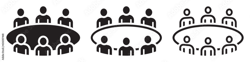 Set of business meeting icon. Collaboration and teamwork symbols ...