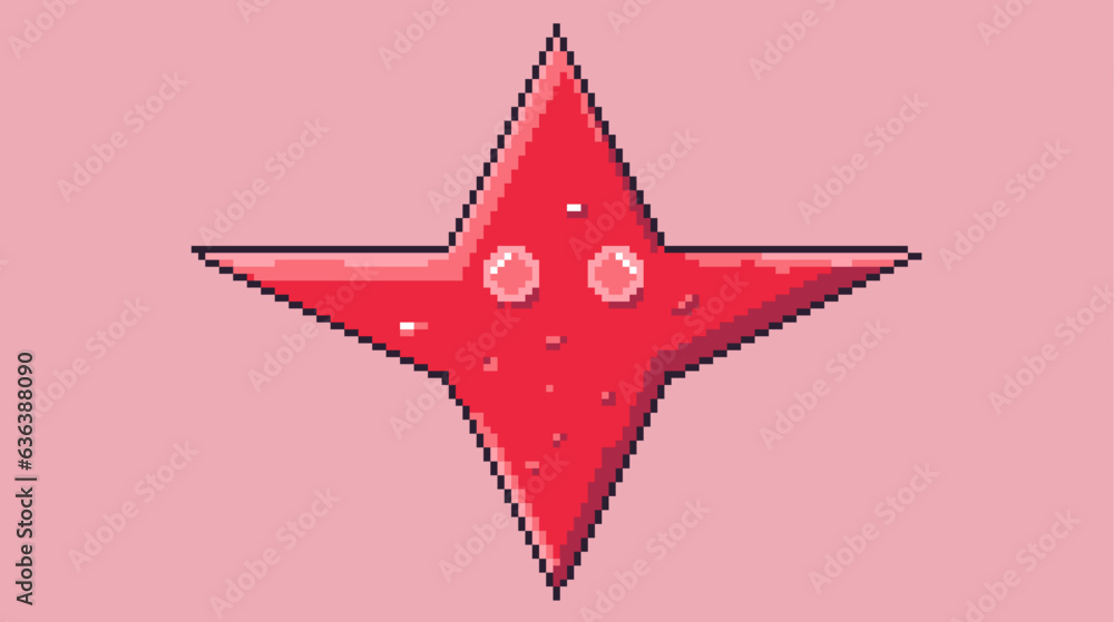 Pixel art of simple star maskot character. Pixelated red star, useful ...