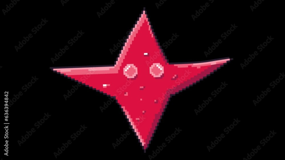 pixel art red star. Ease in and simple waving animation of red pixel ...